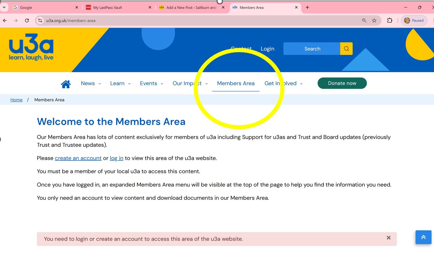 u3a NATIONAL MEMBERS PORTAL - Saltburn District